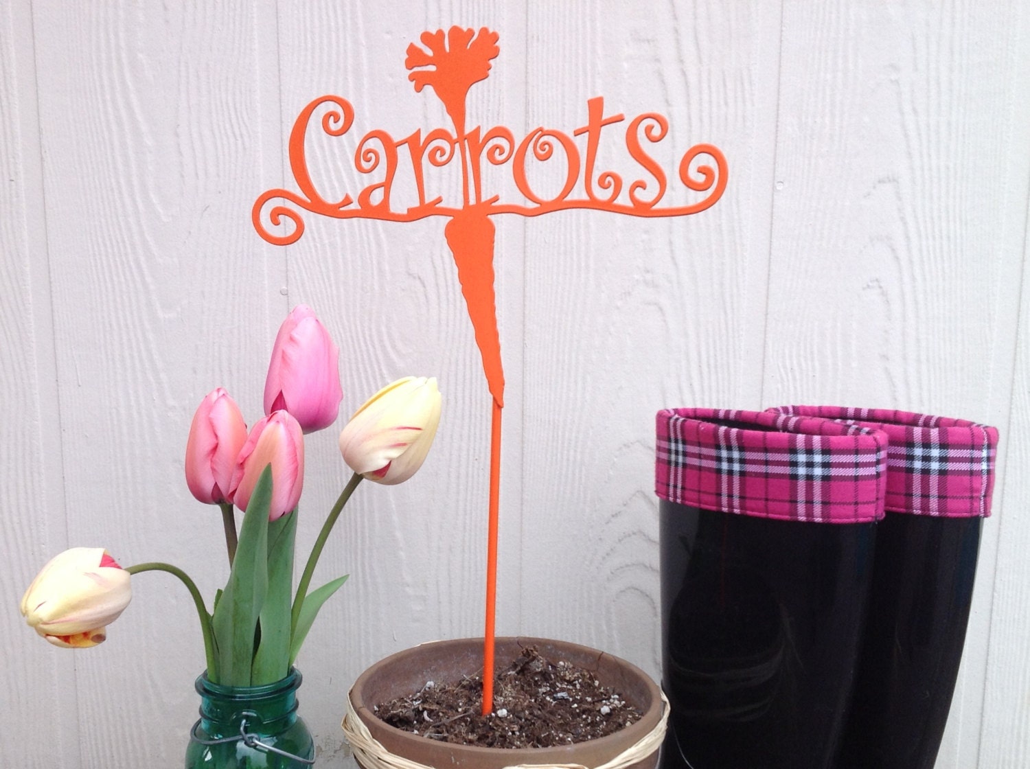 Metal Carrots Garden Marker, Veggie Sign, Garden Decor, Garden Art ...