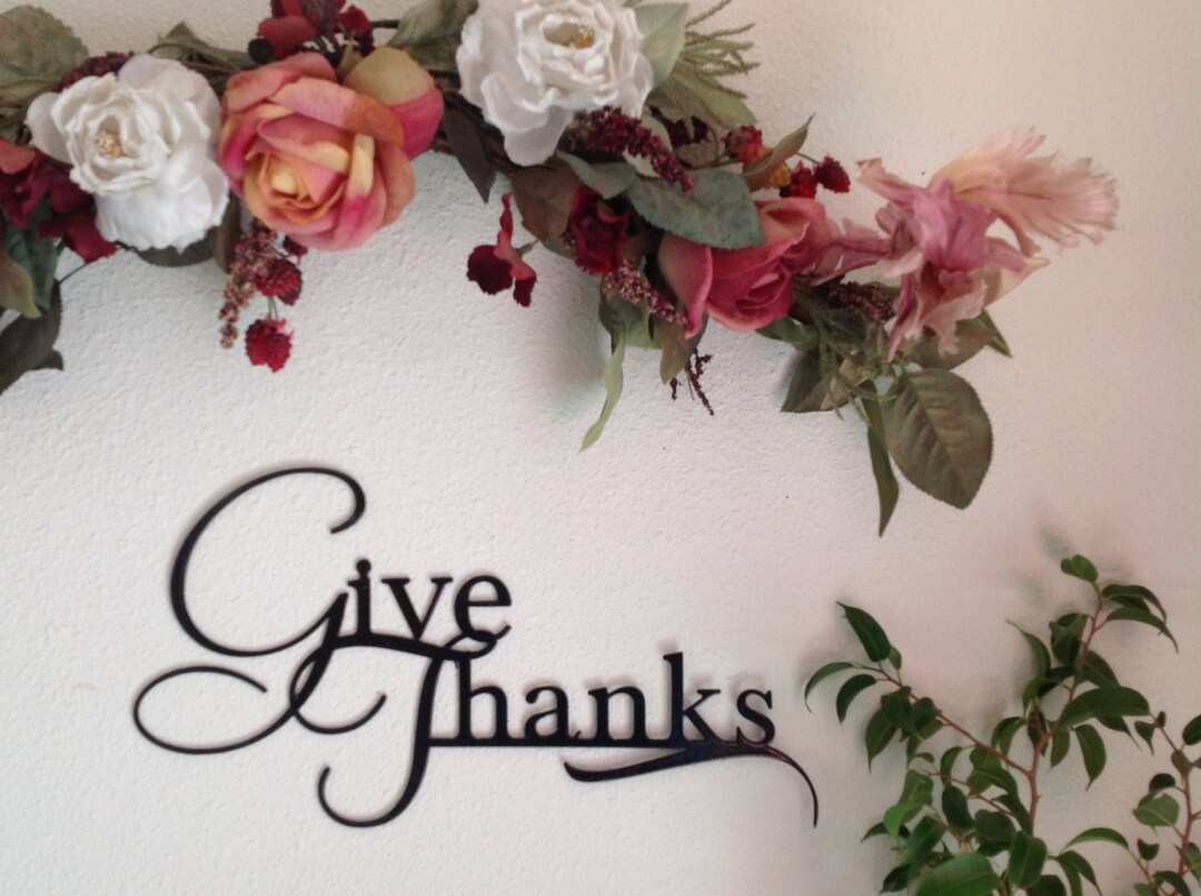 Give Thanks Metal Wall Sign, Christian Decor, Wall Art, Home Decor ...