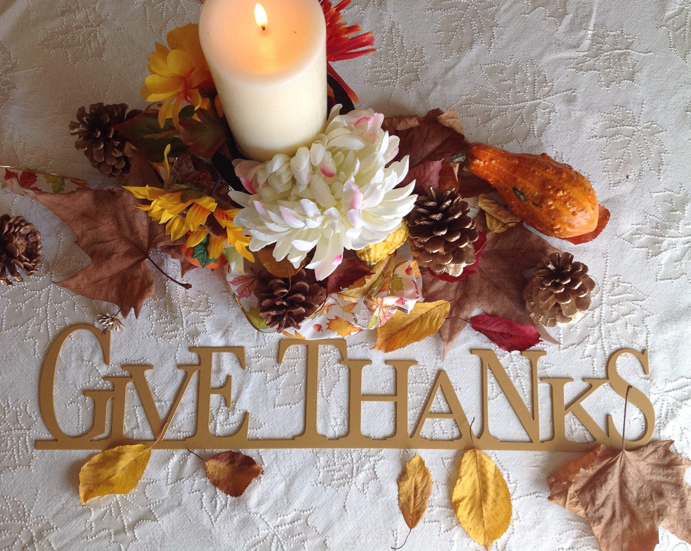 Give Thanks Metal Wall Art Sign, Thanksgiving, Metal Wall Art ...