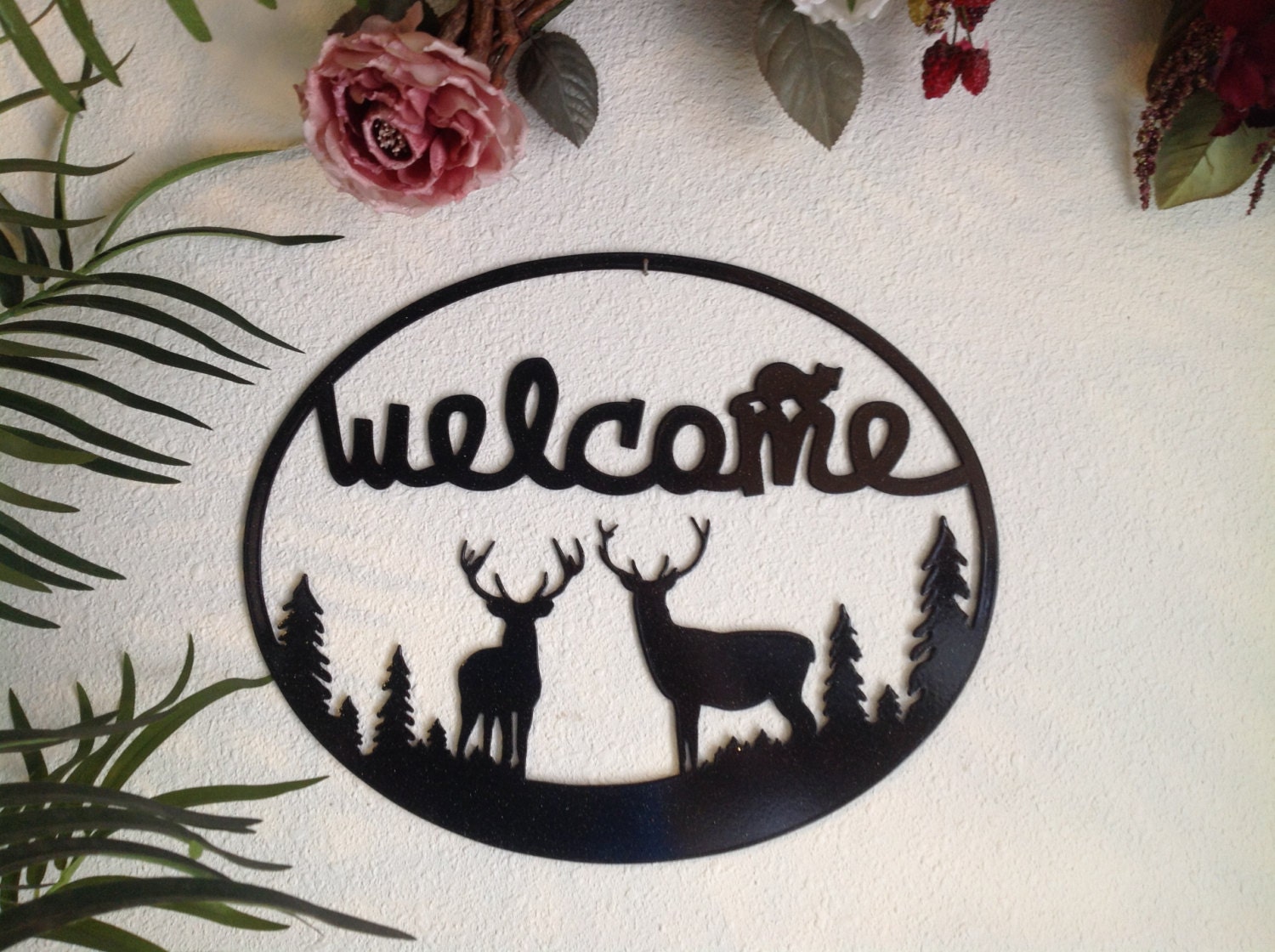 Deer Metal Art Welcome Sign, Deer Decor, Nature Inspired, Welcome ...