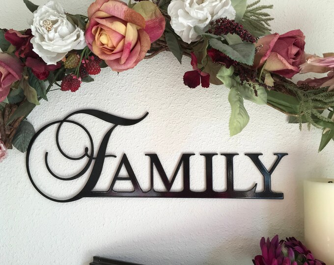 Family Word Metal Wall Art, Family Metal Sign, Best Seller, Family Wall ...