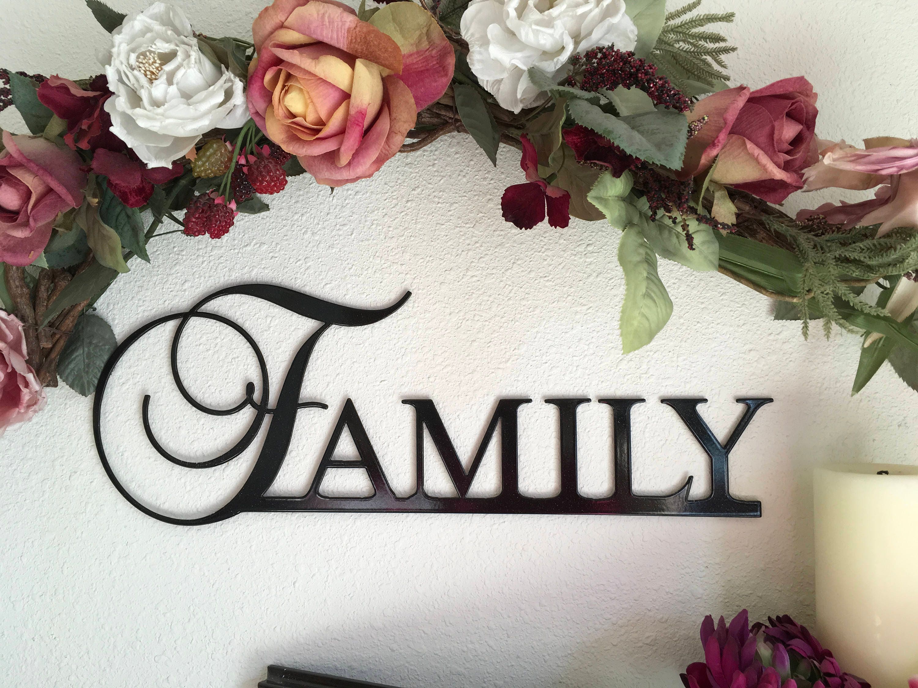 Family Word Metal Wall Art, Family Metal Sign, Best Seller, Family Wall ...