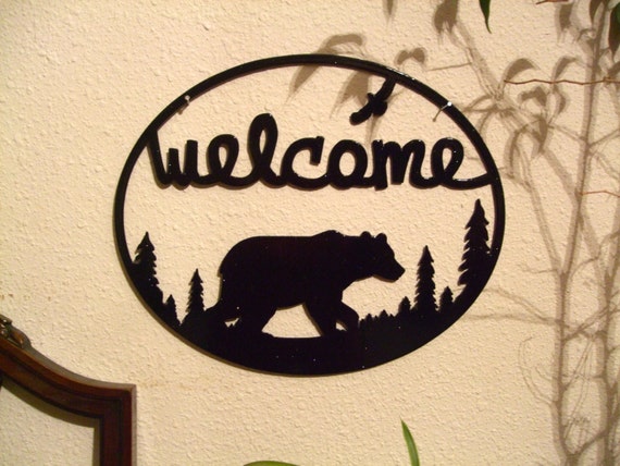 Bear welcome sign nature lover wall decor nature inspired | Etsy