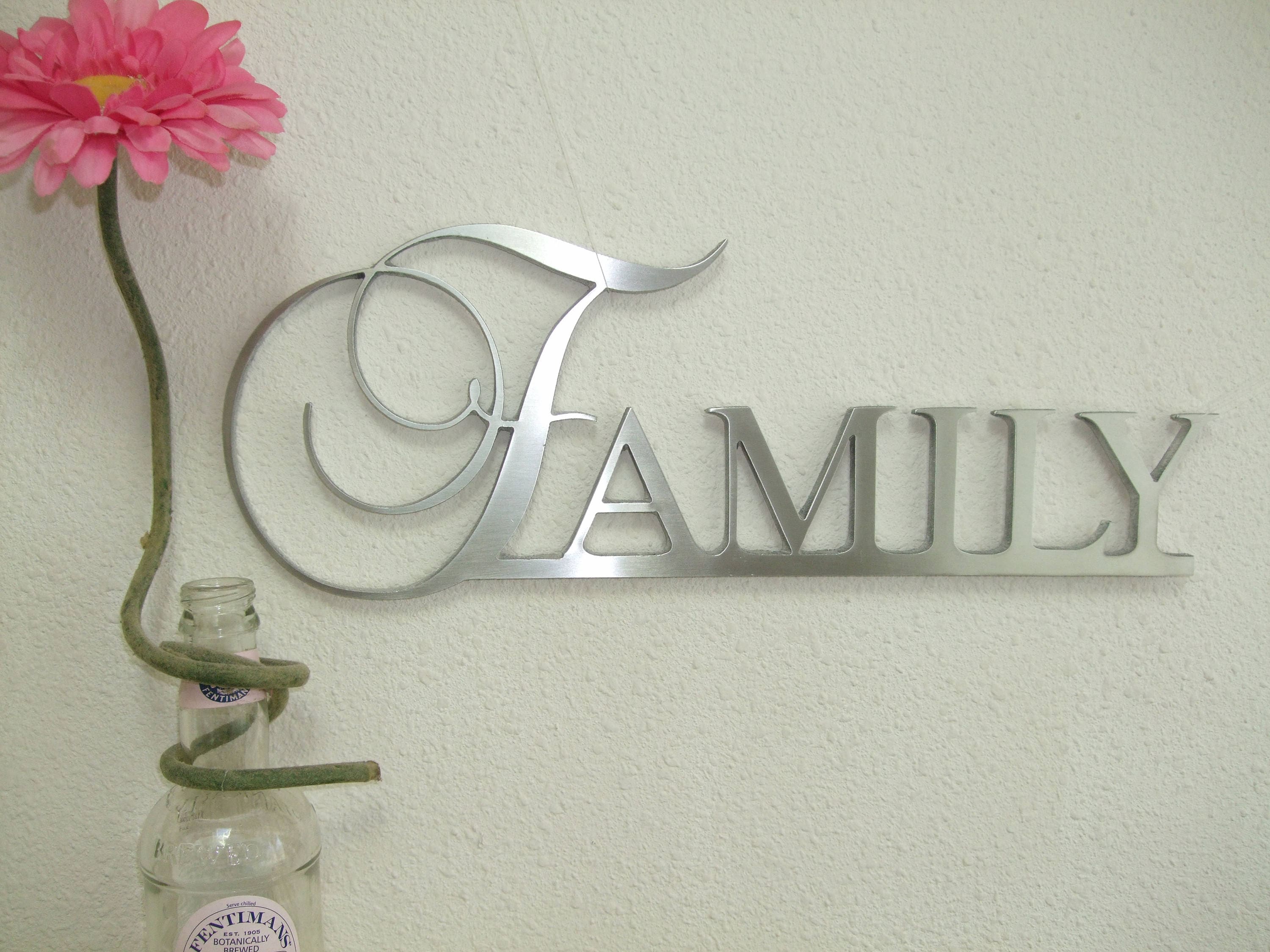 FAMILY Metal Art Sign, Family Metal Wall Art, Family Sign, Silver ...