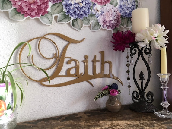 Faith Word Metal Wall Sign Home Decor Faith Word Sign Metal | Etsy