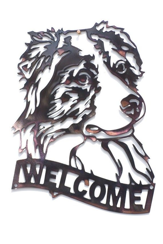 Wreaths & Door Hangers Home & Living Australian Shepherd Welcome Sign ...