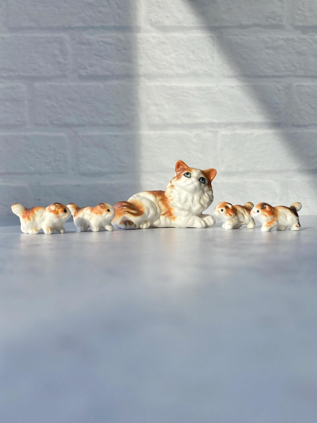 5 Vintage Bone China Cats; Instant Kitty Collection; Small Cat ...