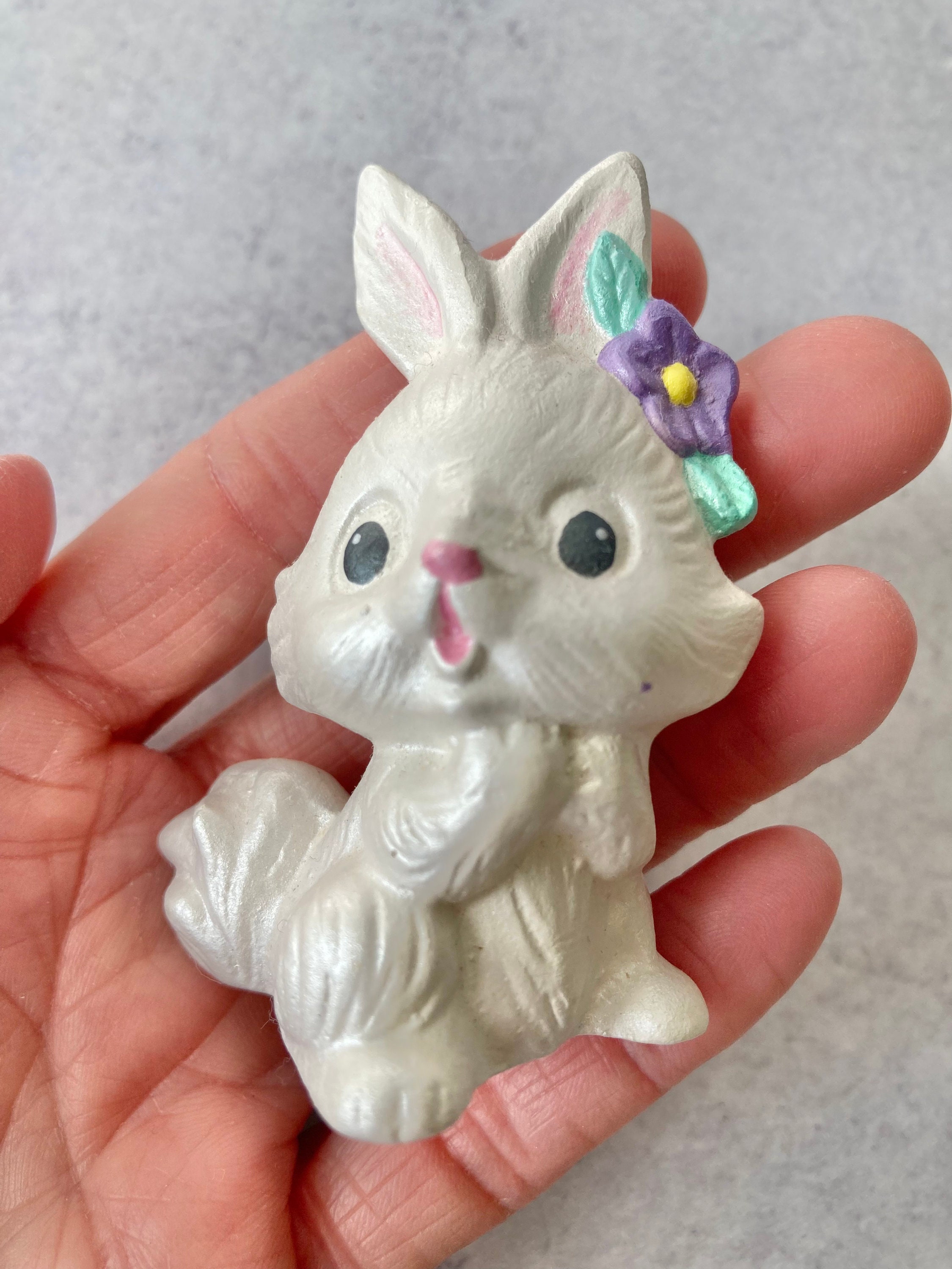 Vintage Hand Painted Ceramic Bunny Figurine Pair - Etsy