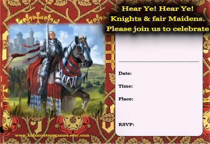 Medieval Mystery Party Game , Kids Birthday Party Game Idea , Teacher ...