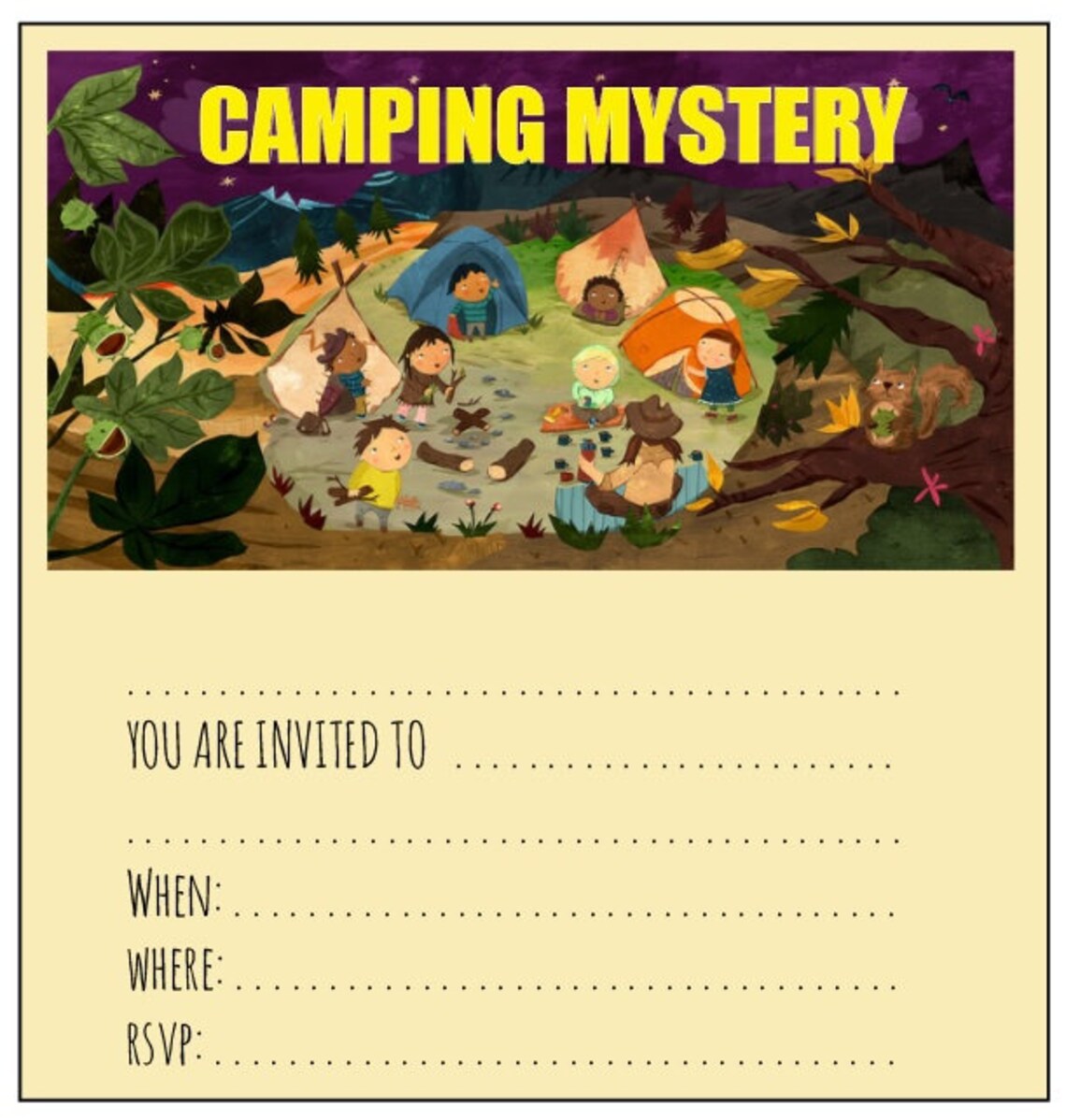 Kids Camping Mystery Game Kids Party Game Fun Teacher - Etsy Australia