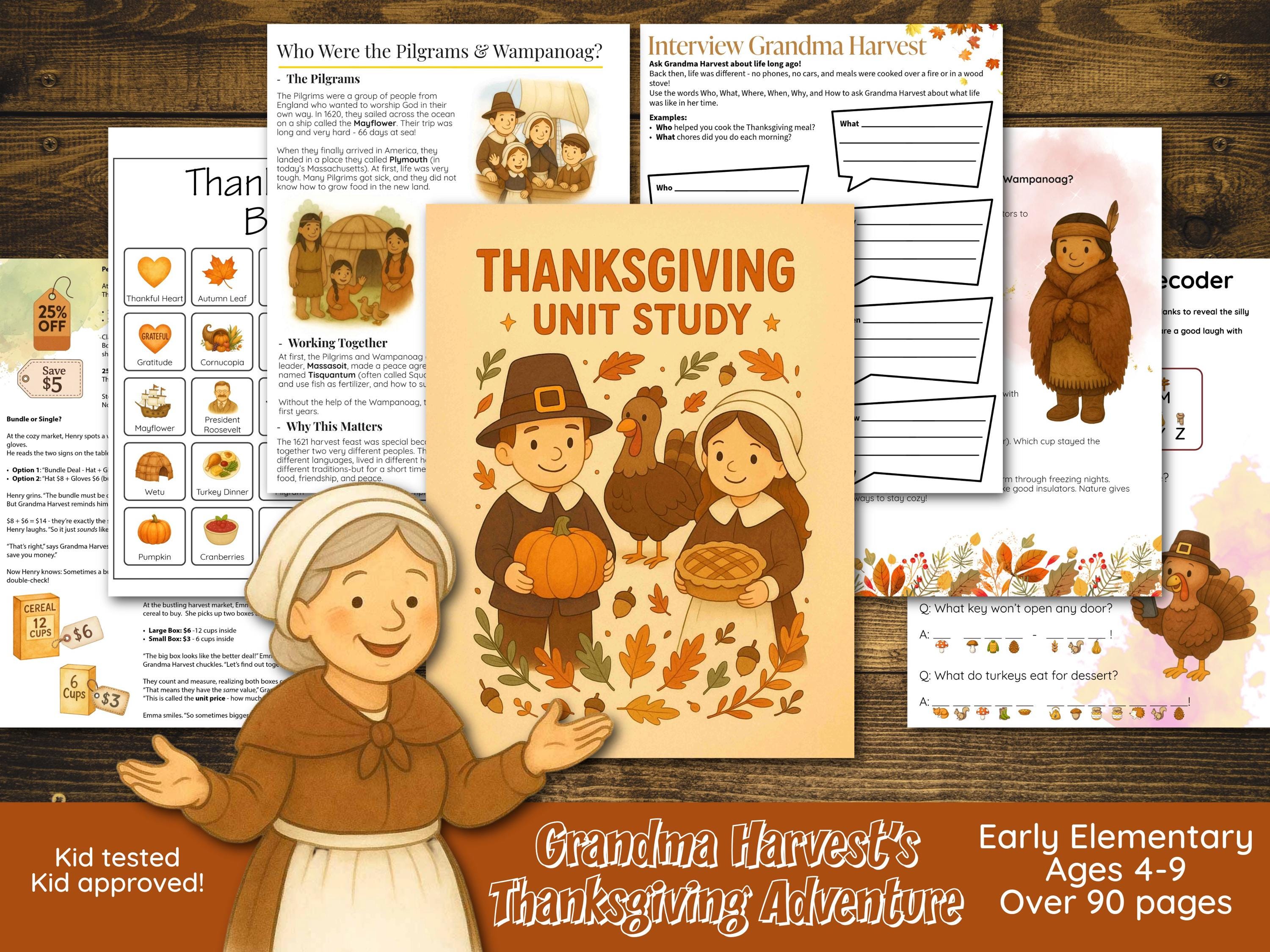 Thanksgiving Unit Study: Early Elementary Ages 4-9 (digital Download ...