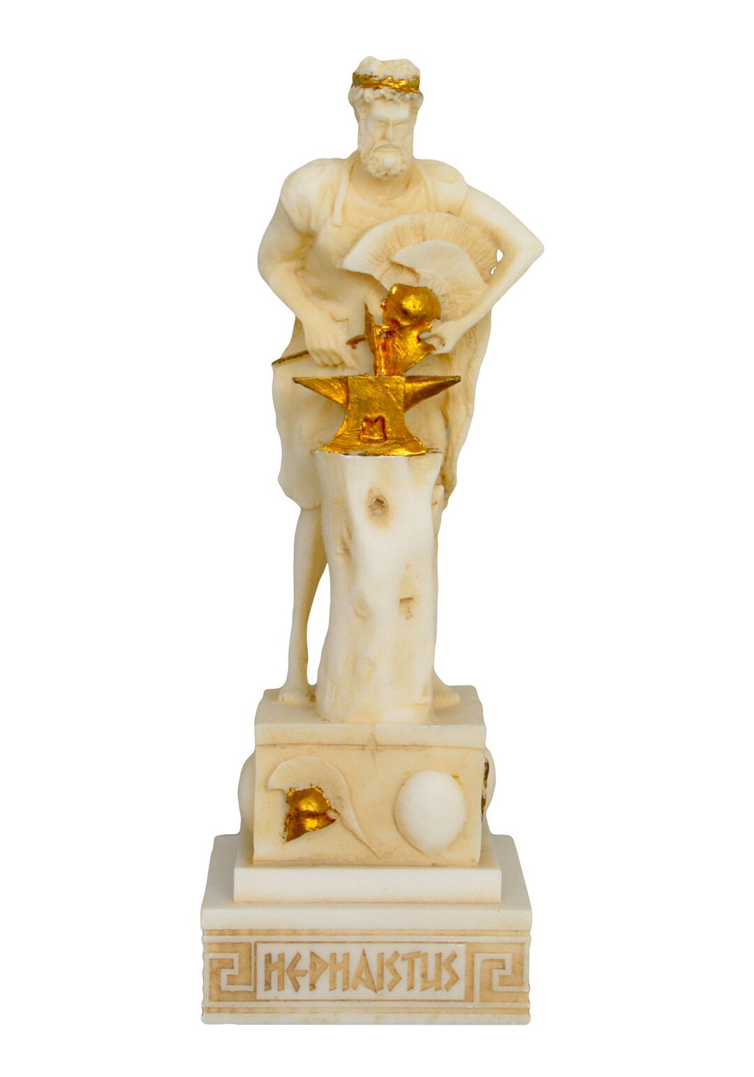 Hephaestus Alabaster Aged Small Statue God of Fire Volcanoes Blacksmith ...