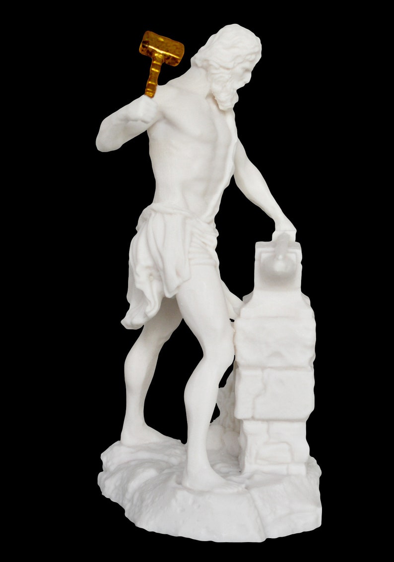 Hephaestus Alabaster Statue God of Fire Volcanoes Blacksmith | Etsy