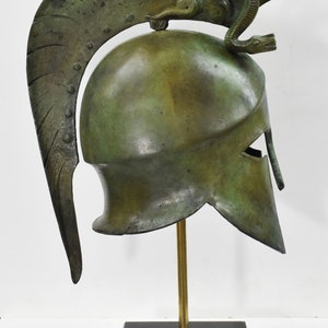 Corinthian Bronze Helmet With Snakes on Marble Base Hoplite - Etsy