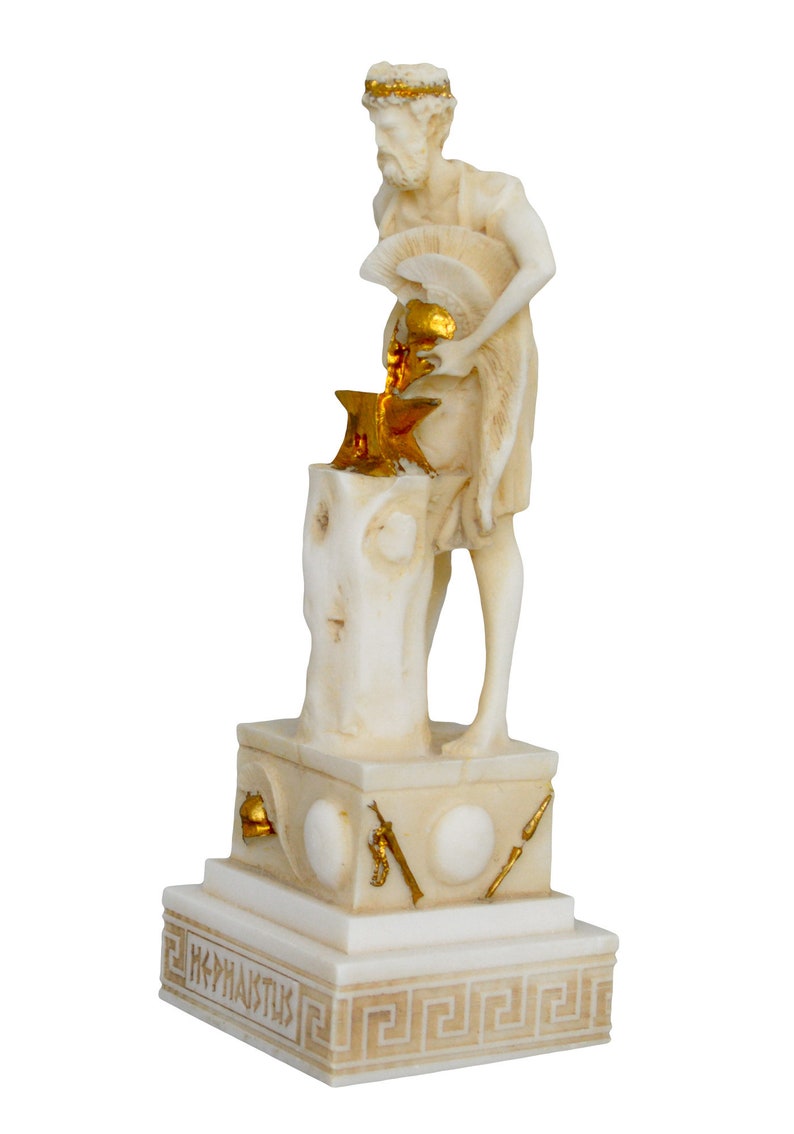 Hephaestus Alabaster Aged Small Statue God of Fire Volcanoes - Etsy