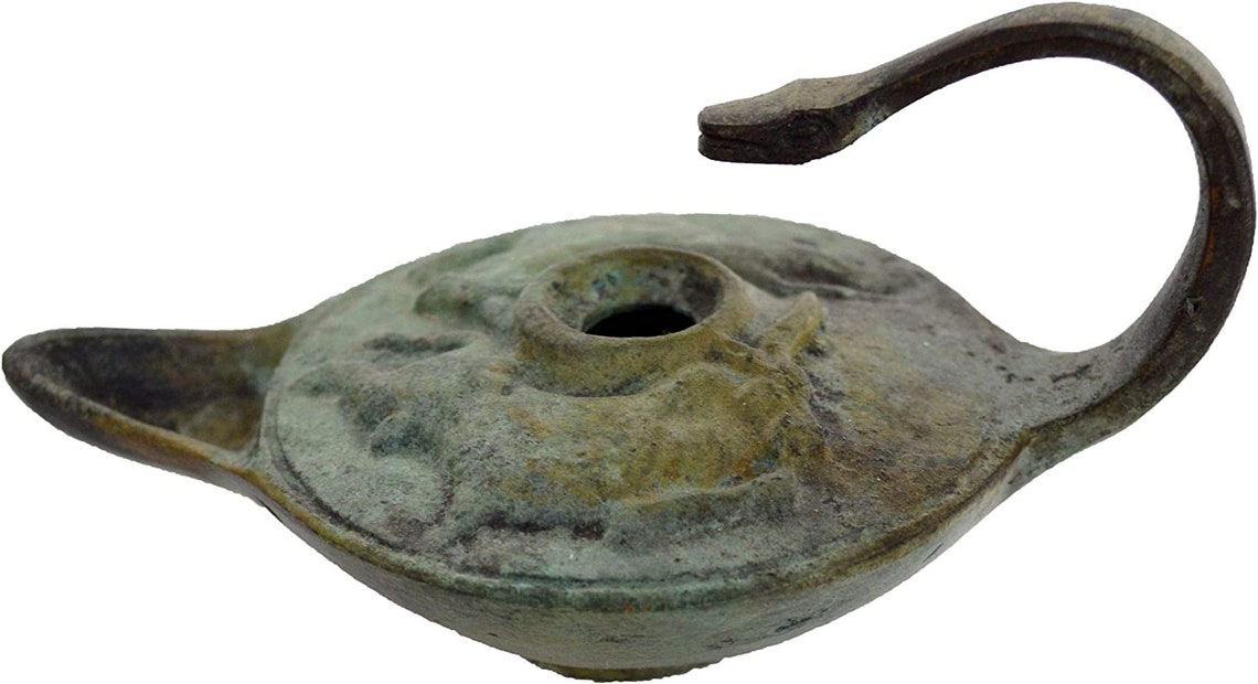 Bronze Oil Lamp With Snake and Bull Design Ancient Greek Art - Etsy