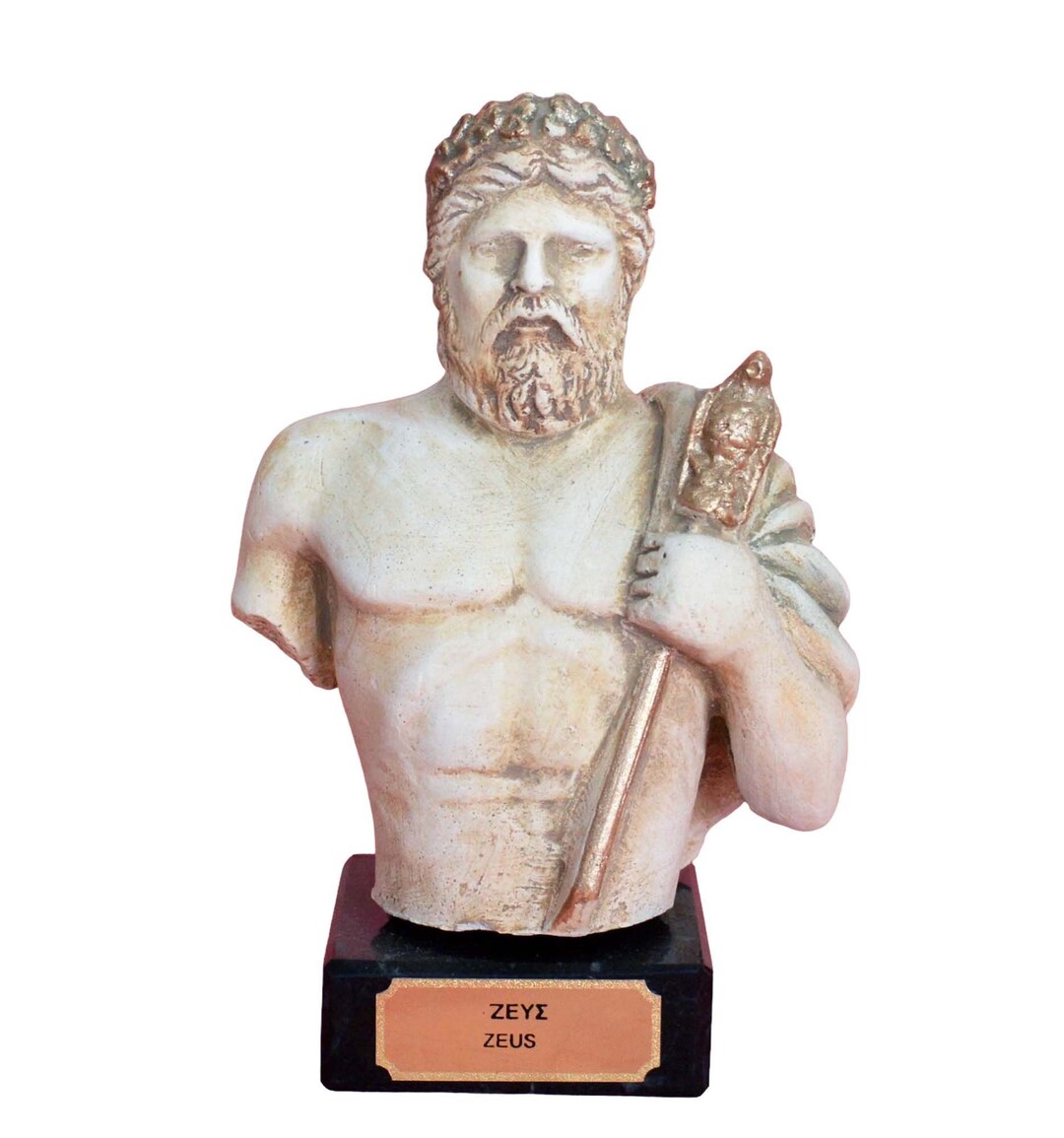Zeus King of the Olympians Gods Small Bust Olympus Ruler of Sky and ...