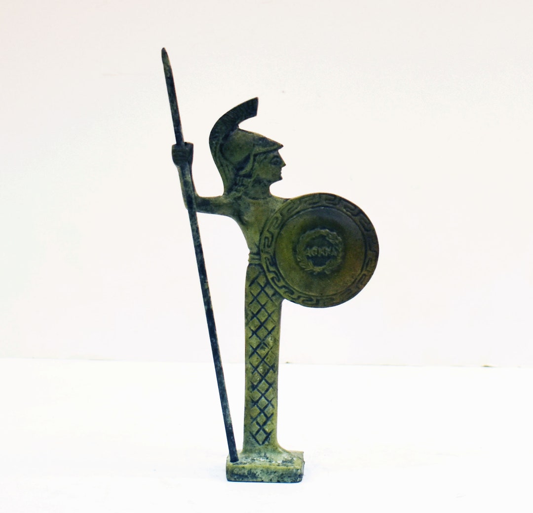 Diosa Atenea con escudo pequeña estatua de bronce Símbolo de - Etsy México
