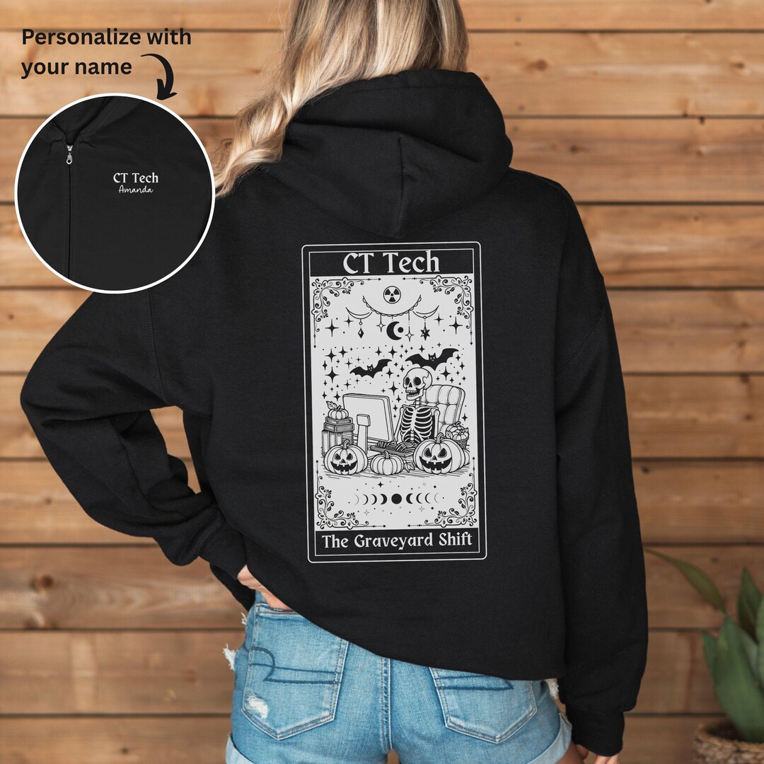Personalized Witchy CT Tech Zip up Hoodie, Custom Funny Xray Tech ...