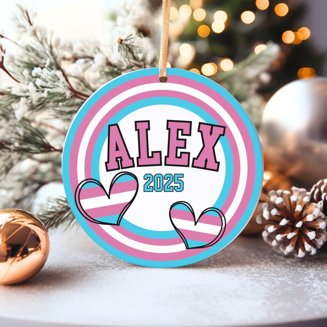 Personalized Transgender Christmas Ornament, Custom Trans Flag Ceramic ...