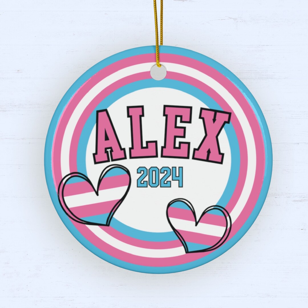 Personalized Transgender Christmas Ornament, Custom Trans Flag Ceramic ...