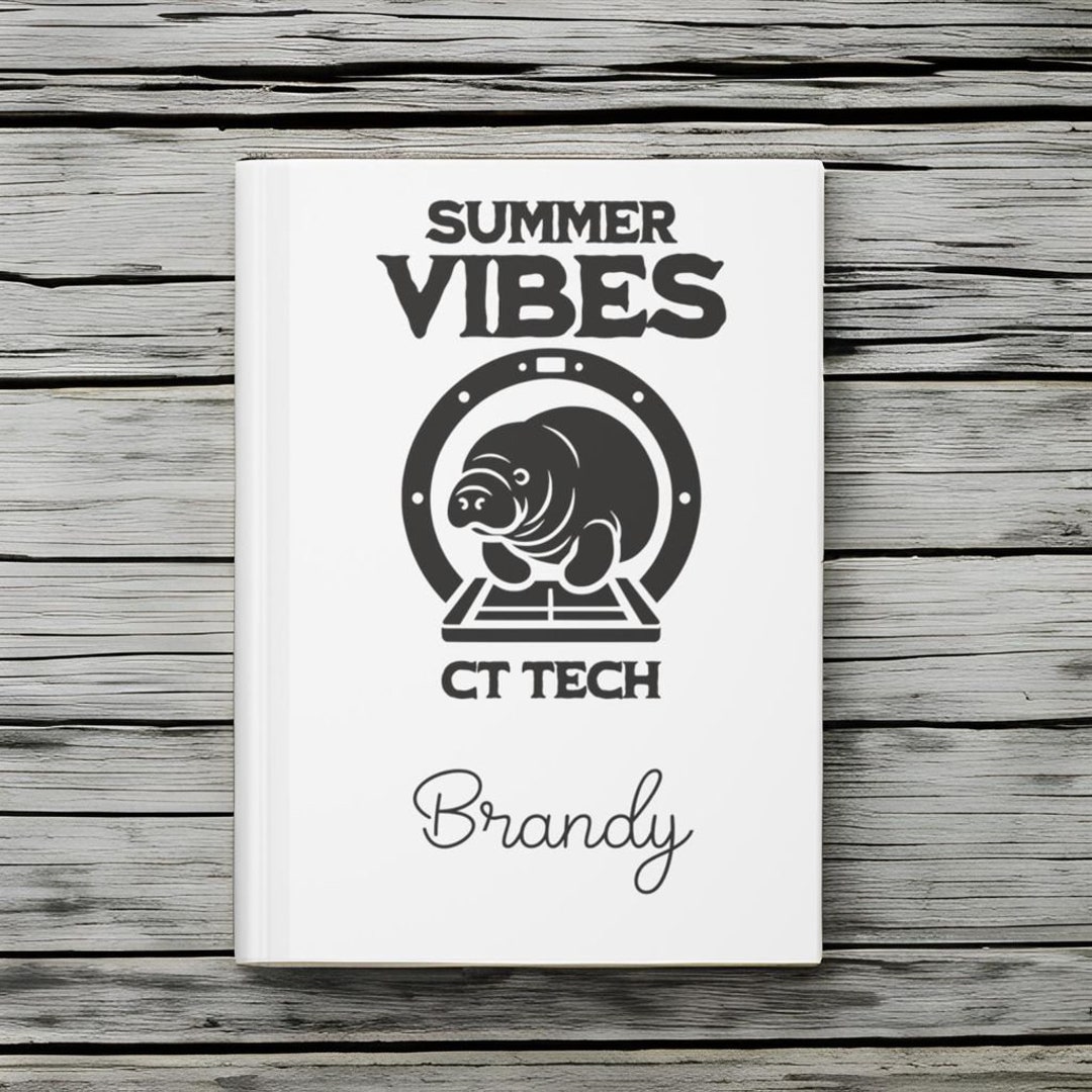 Personalized CT Tech Manatee Lined Hardcover Journal, Custom ...