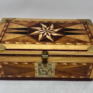 Vintage Inlaid Wood Keepsake Jewelry Box Hall - Etsy