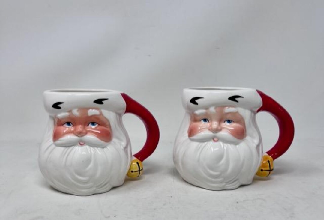 Set of Two Vintage Christmas Santa Face Mugs Hot Chocolate Coffee - Etsy