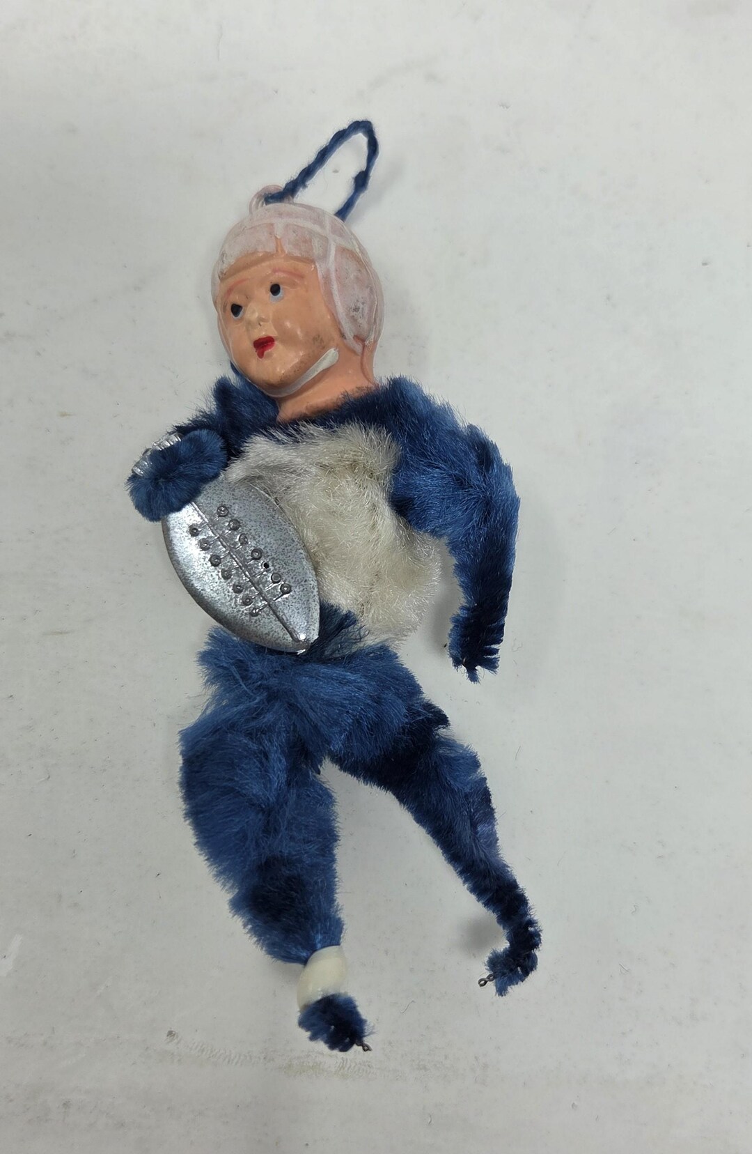 Vintage Art Deco Chenille Pipe Cleaner Football Player Christmas ...