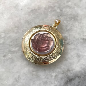 Cottagecore Vintage Coquette Locket Translucent Rose Round Locket Charm ...