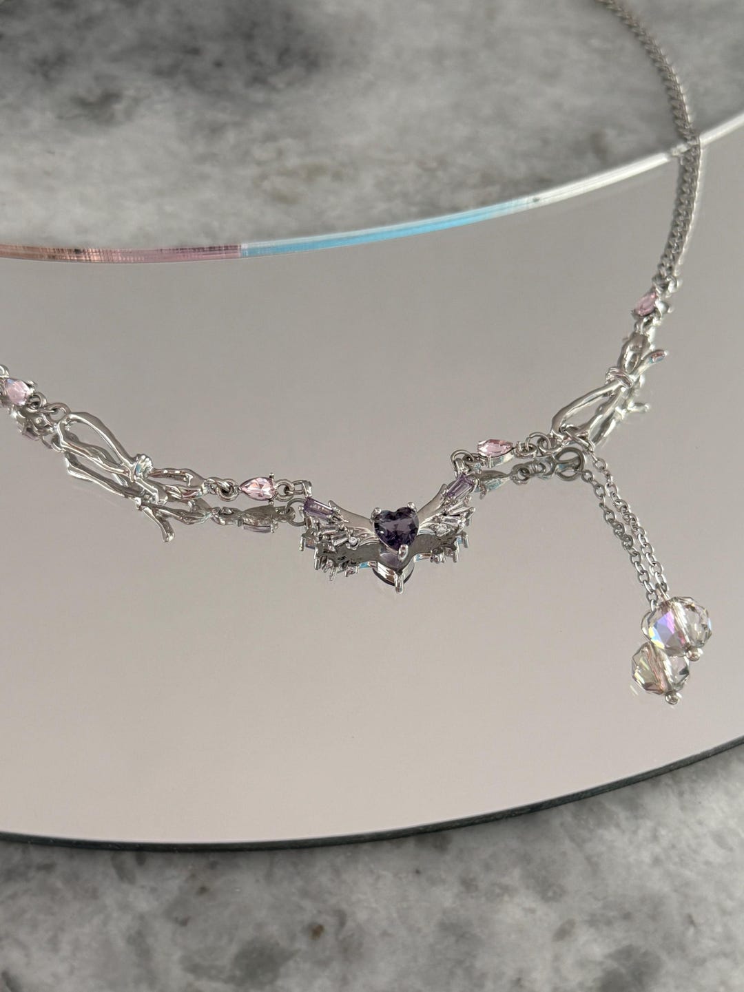 Y2k Angel Wing Necklace, Purple Heart, Indie Jewelry - Etsy