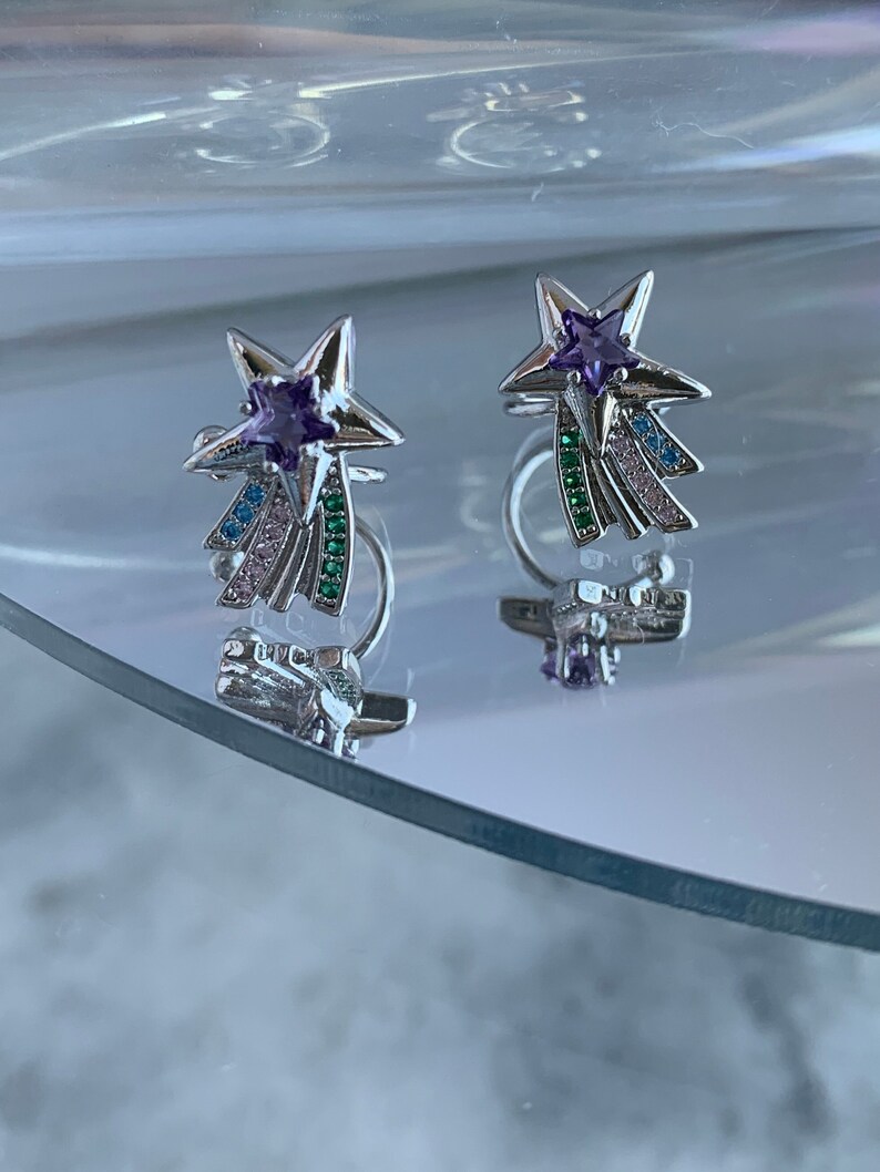 Y2k Space Shooting Star Ear-cuffs Purple Y2K Star No Piercing - Etsy