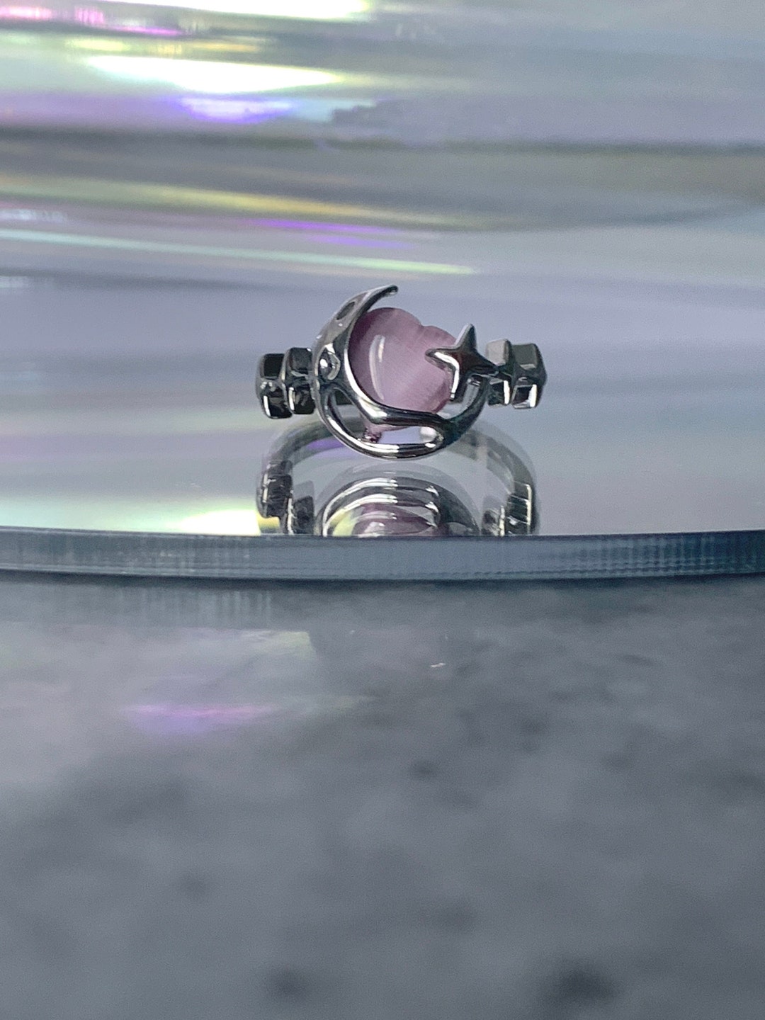 Y2K Grunge Ring, Cat's Eye Moon Star Heart Ring, Punk Y2k Jewelry ...