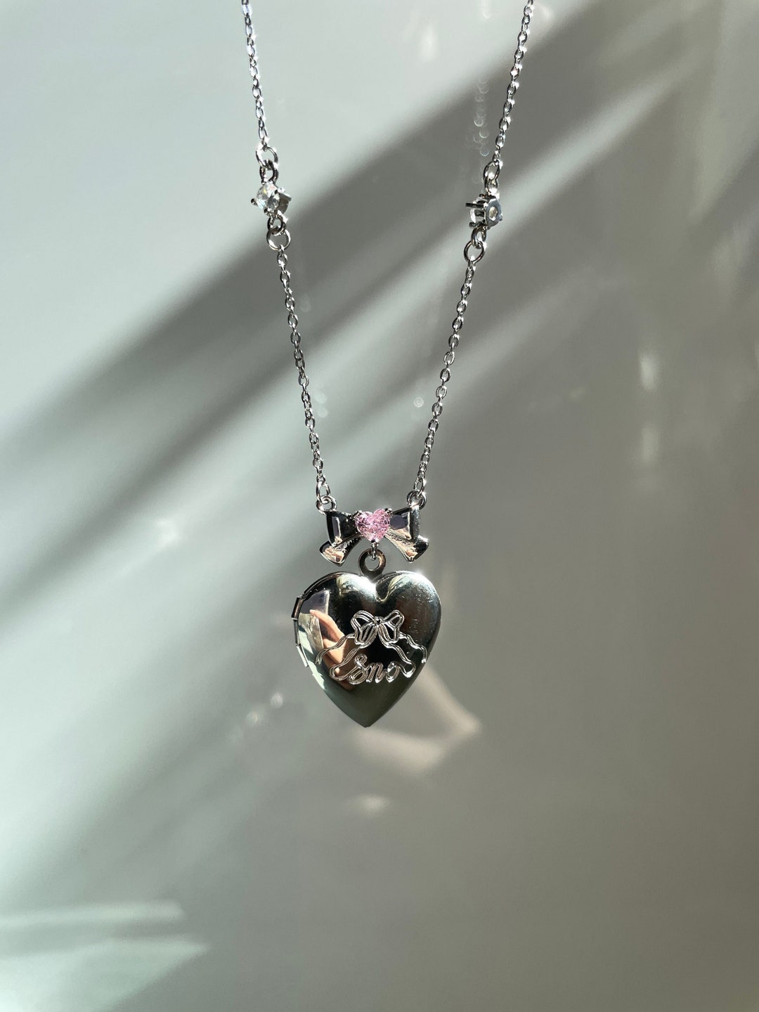 Coquette Bow Heart Locket Necklace Y2k Bow Choker Fairy Grunge Ballet ...