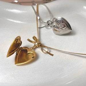Coquette Bow Heart Locket Necklace Y2k Bow Choker Fairy Grunge Tarnish ...