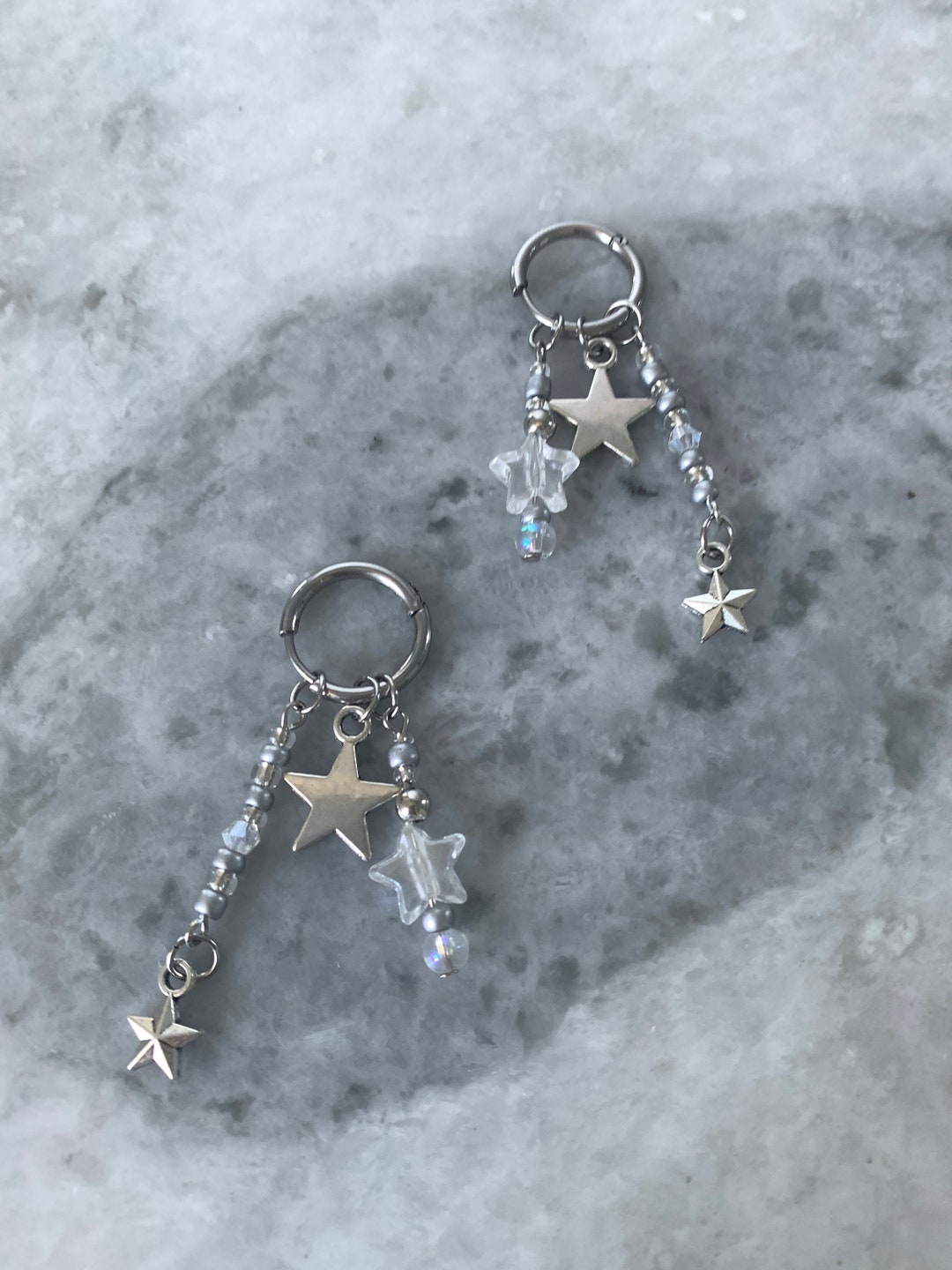 Y2k Star Hoops Fairycore Star Tassel Earrings Beaded Etsy