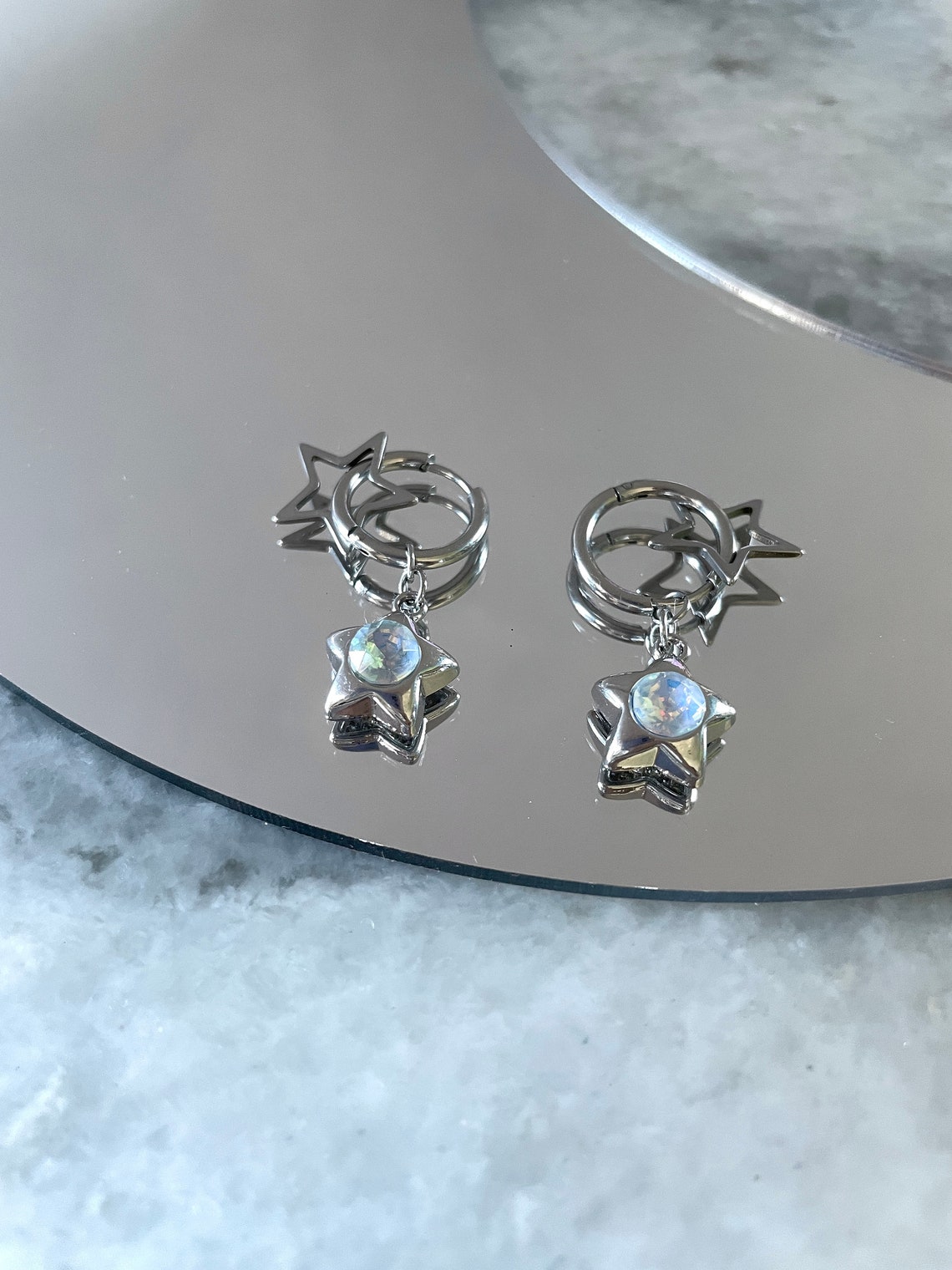 Y2K Grunge Star Hoop Earring Chubby Star Nana Punk Hoop Earrings Hollow ...