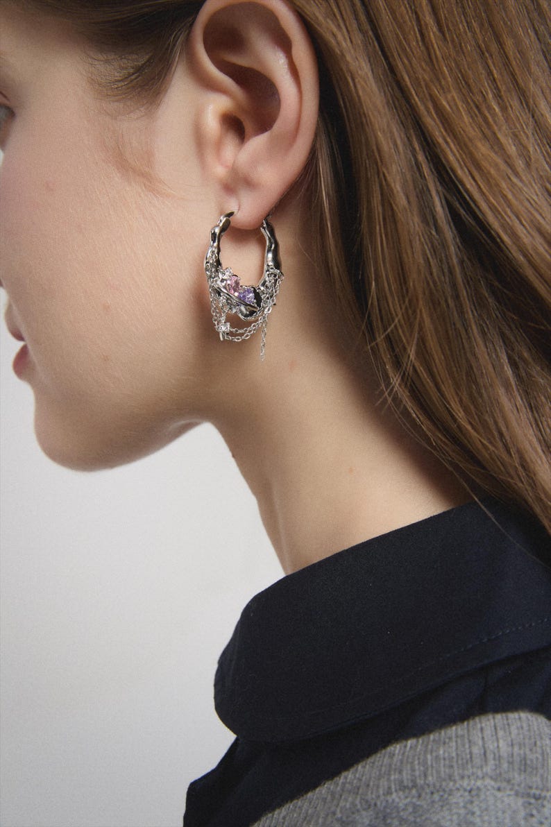 Y2K Gyaru Hoop Earrings Star Orbit Nana Punk Jewelry Rococo Art Deco ...
