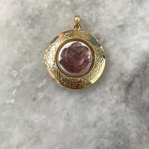 Cottagecore Vintage Coquette Locket Translucent Rose Round Locket Charm ...