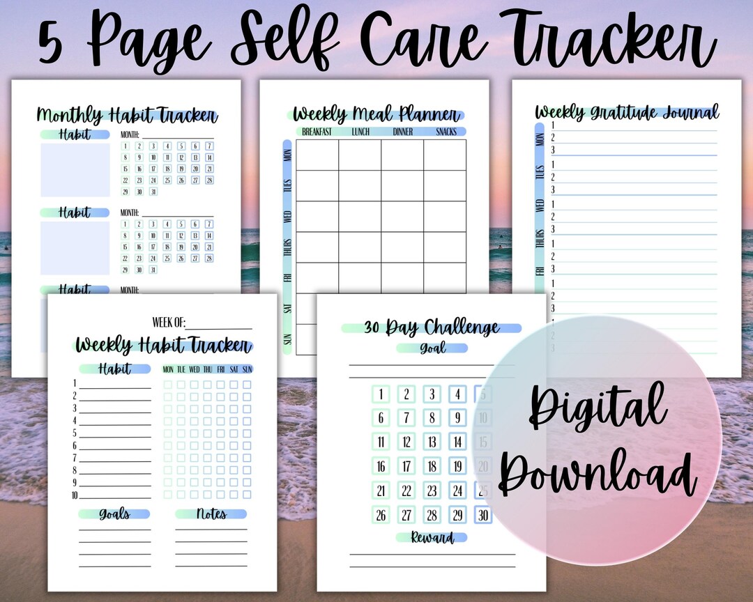 Self Care Weekly Habit Tracker Printable Monthly Habit Journal for ...