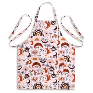 Boho Apron for Salon Apron for Women Waterproof Apron With Sun and Moon ...