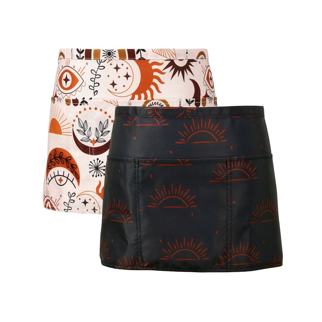Boho Server Aprons Water Resistant Apron With Sun Moon Waitress Apron ...