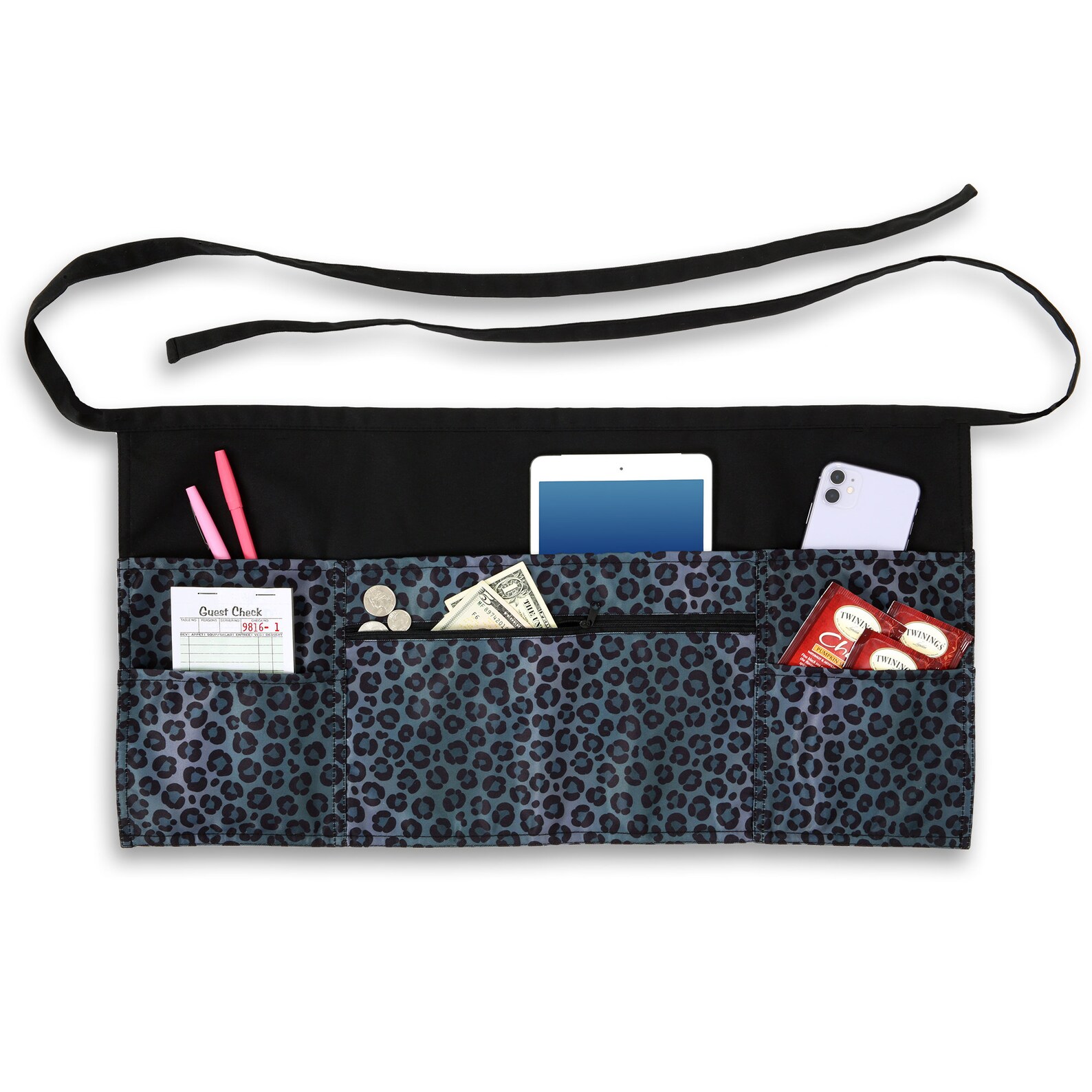 Black Leopard Waitress Apron With Pockets Short Server Apron - Etsy