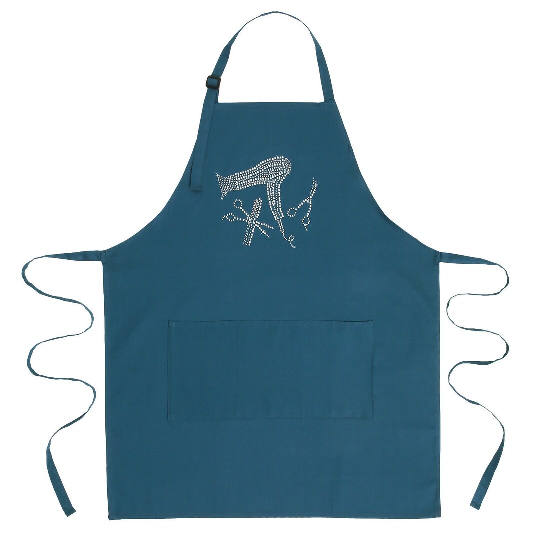 Hair Cutting Apron Teal Rhinestone Tools Hair Salon Apron With Pockets ...
