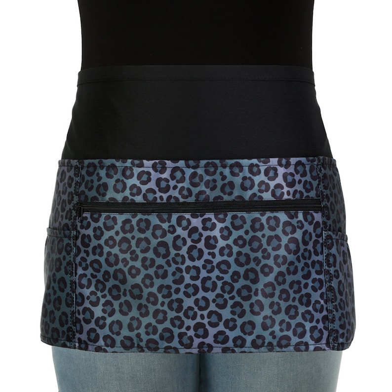 Black Leopard Waitress Apron With Pockets Short Server Apron - Etsy