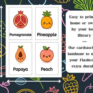60 Kawaii Fruit & Vegetable Flashcards – Printable Cute Food Cards for ...
