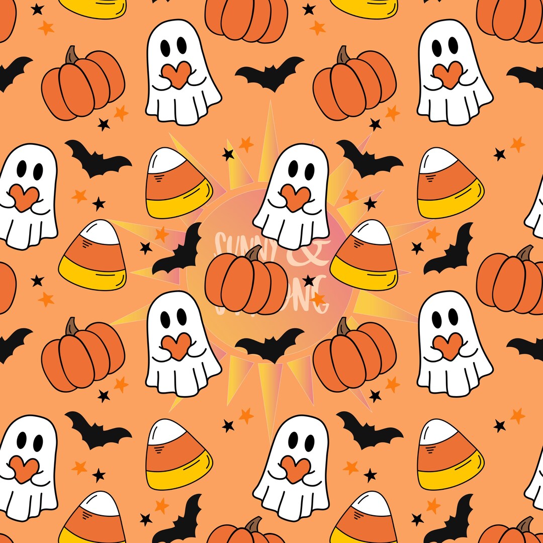 Halloween Seamless File Ghost Repeating Pattern Pumpkin Digital ...