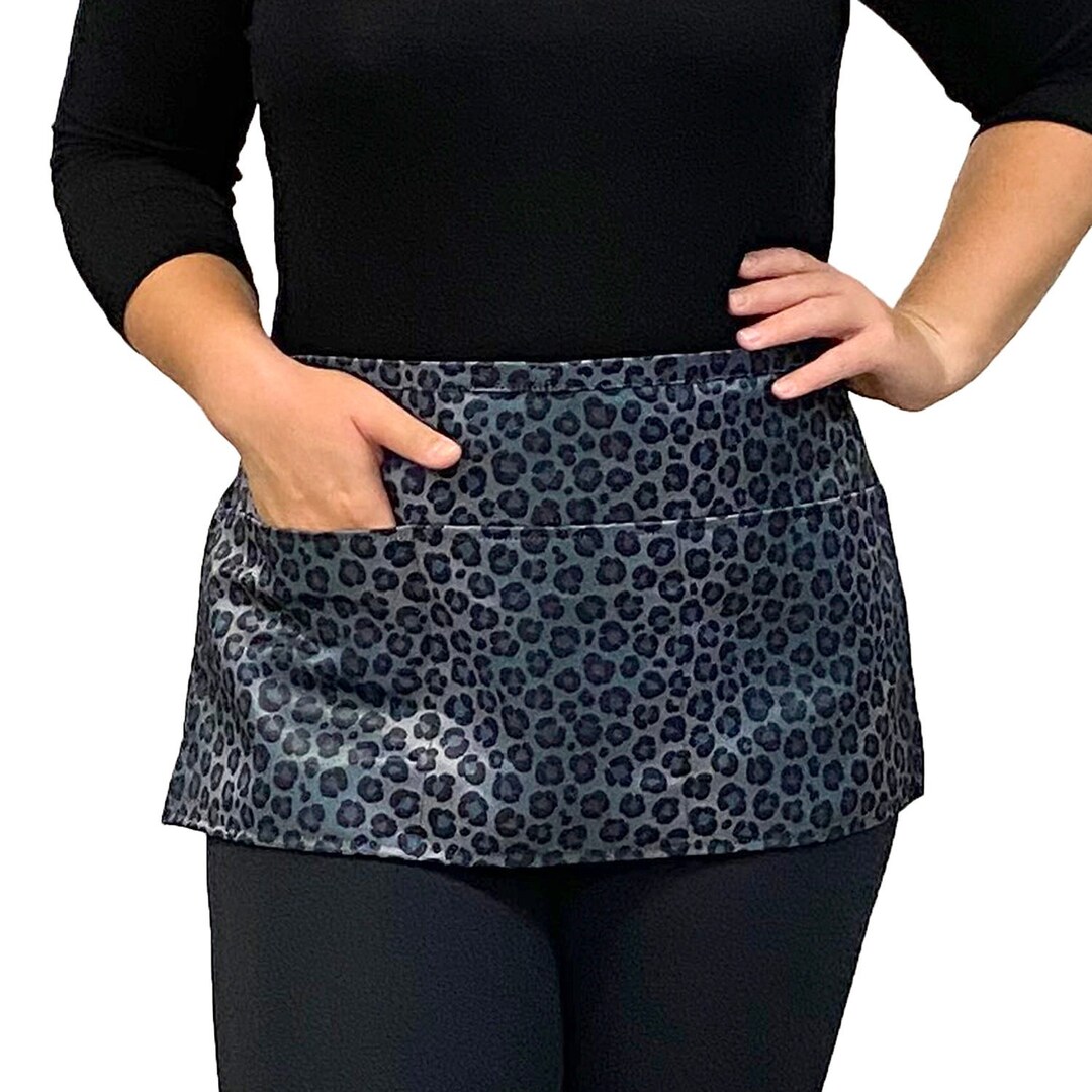 Black Leopard Server Apron for Waitresses Water Repellent Apron Nail ...