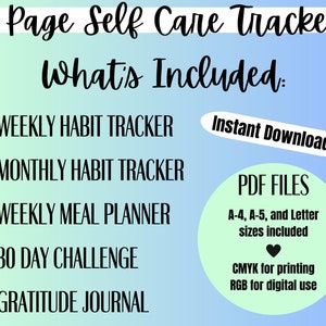 Self Care Weekly Habit Tracker Printable Monthly Habit Journal for ...