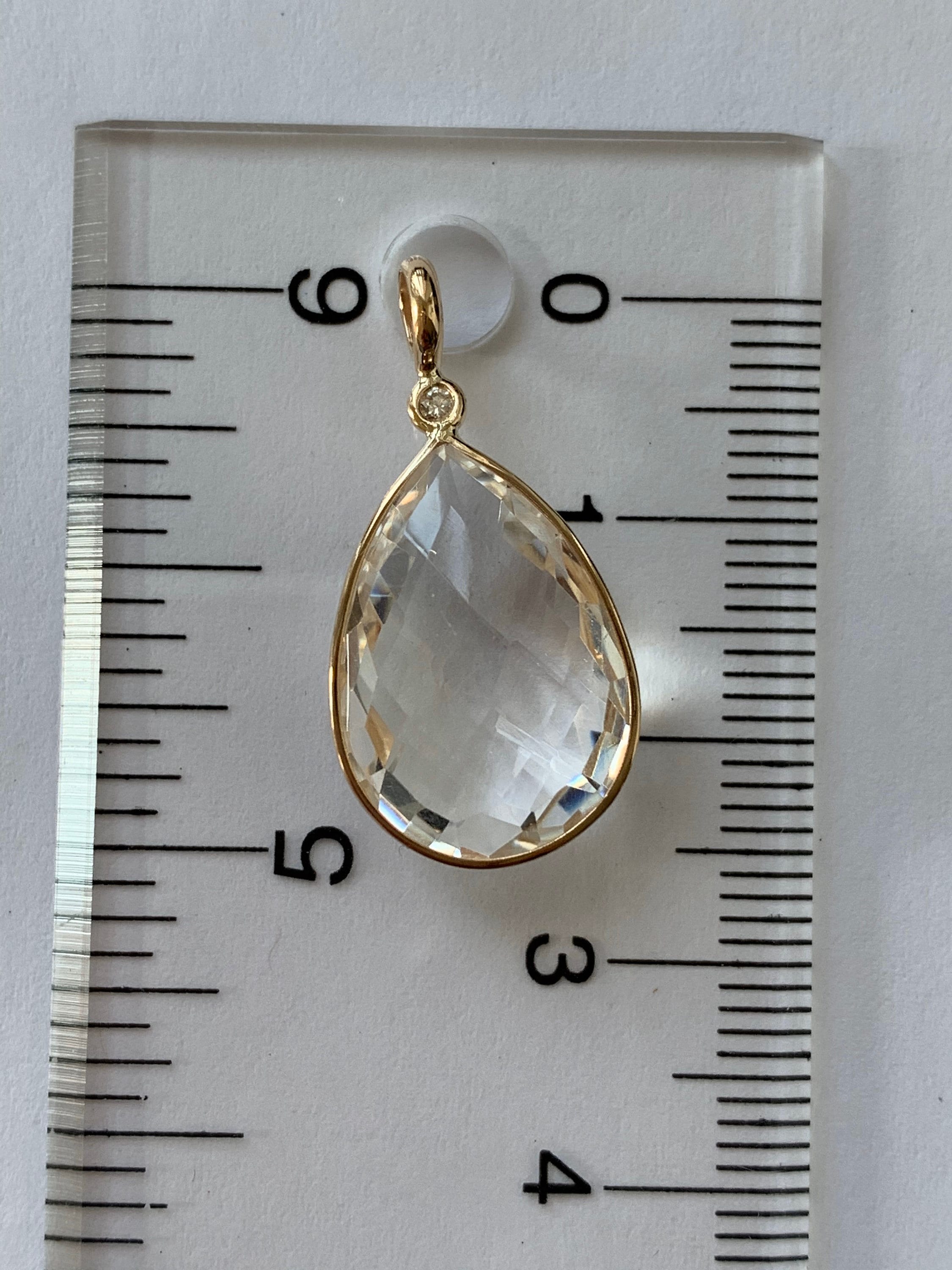 14k Solid Yellow Gold Natural Clear Quartz Natural White - Etsy